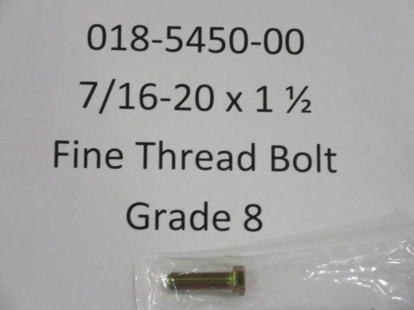 Bad Boy 7/16-20x1 1/2 Fine Thread Bolt Gr8 (018-5450-00) – Belcher's ...
